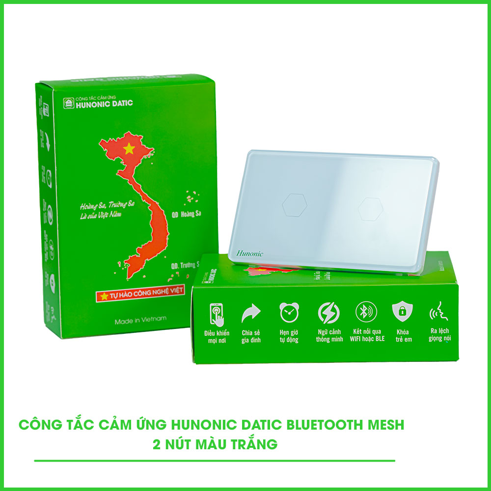 Công Tắc Cảm Ứng 2 Nút Bluetooth Mesh Hunonic Datic Màu Trắng - Công ty ...